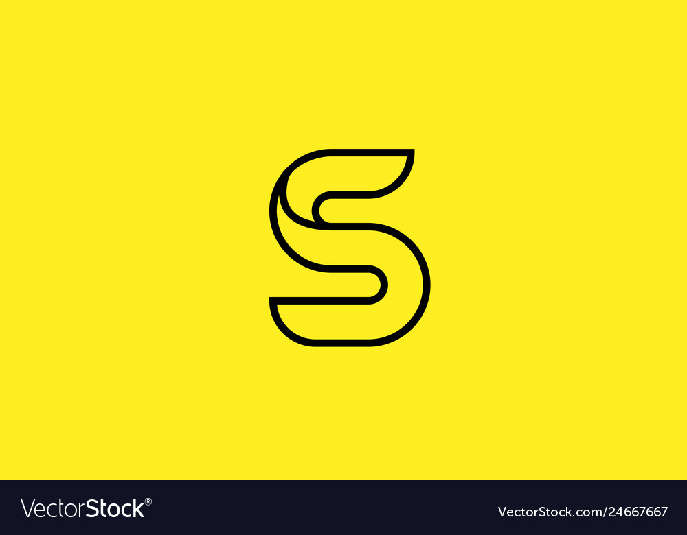 Yellow black line alphabet letter s logo company Vector Image