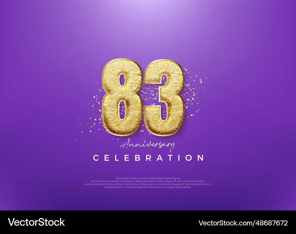 83rd anniversary number with shiny gold glitter Vector Image