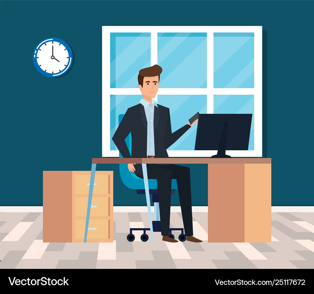 Executive businesswoman in office Royalty Free Vector Image