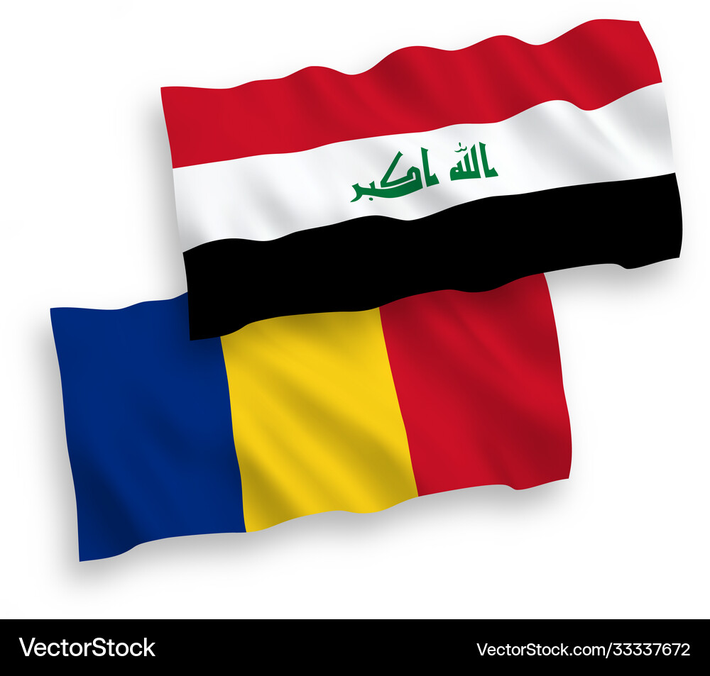 Flags romania and iraq on a white background Vector Image