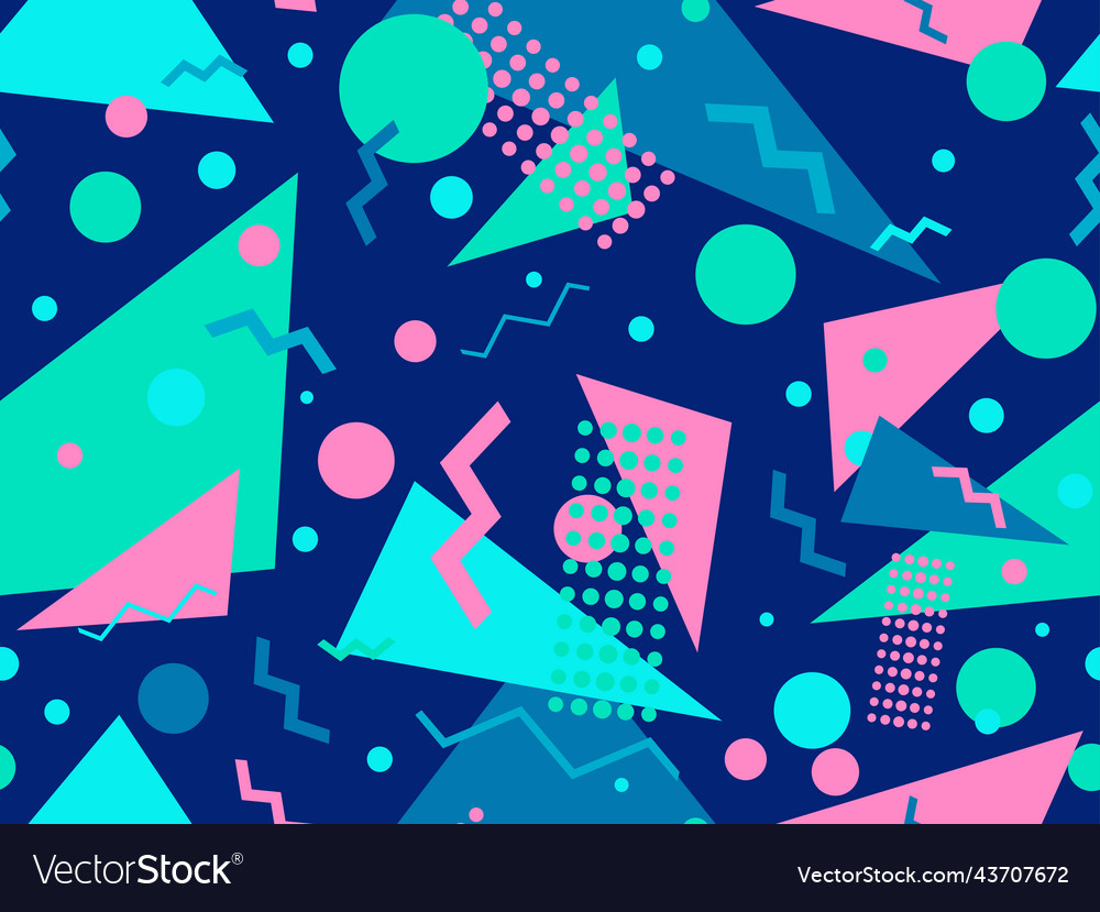 Geometric seamless pattern with memphis elements Vector Image