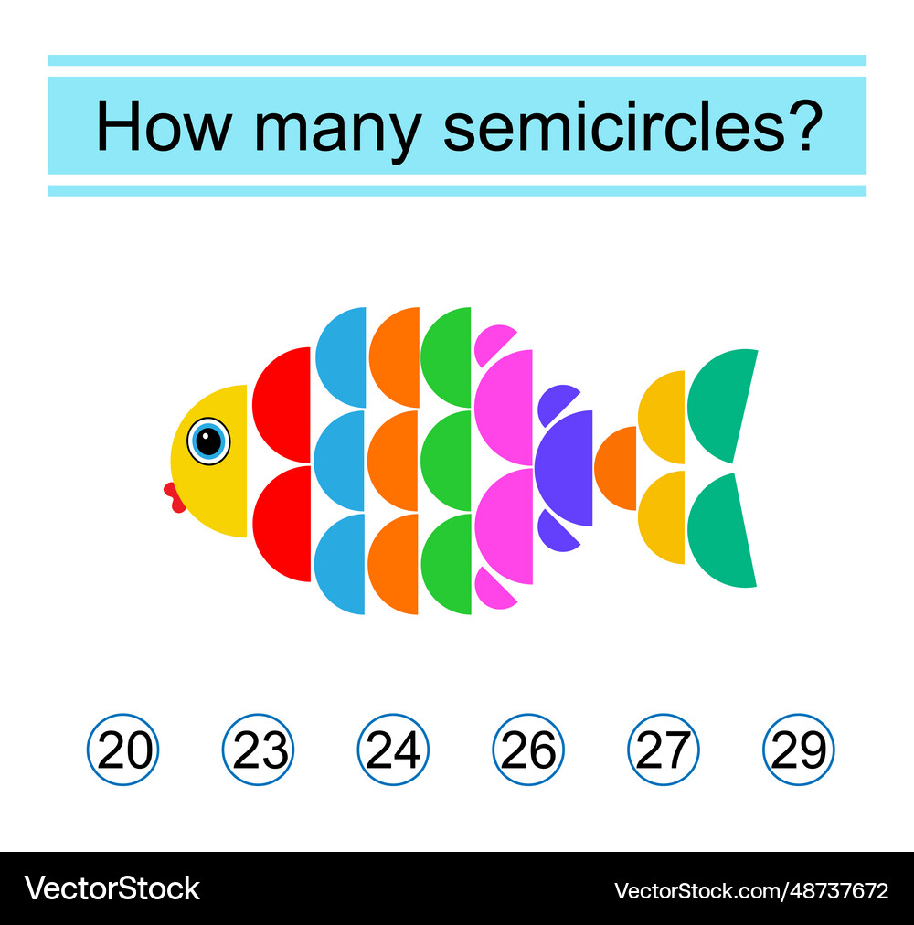 How many semicircles are there math game Vector Image