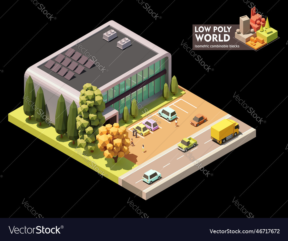 Isometric small office building Royalty Free Vector Image