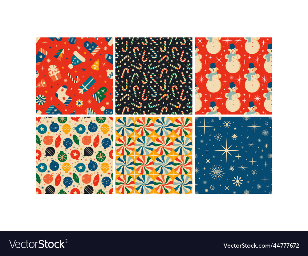 Vintage retro christmas seamless patterns Vector Image