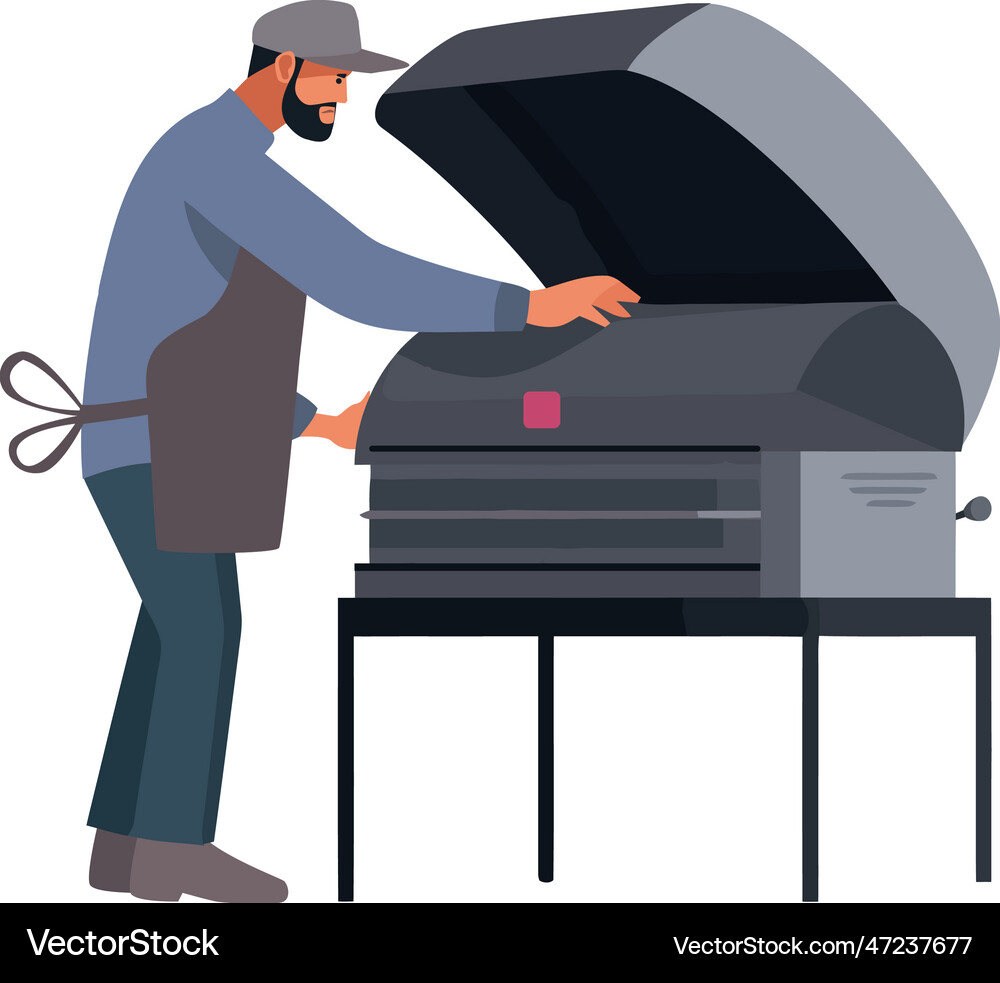 Adult man with bbq grill Royalty Free Vector Image