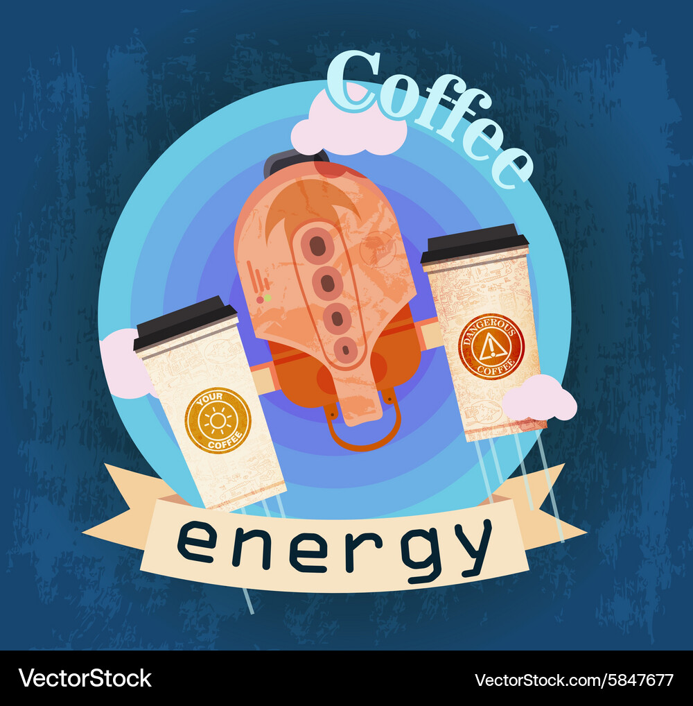 Coffee cups like jetpack Royalty Free Vector Image