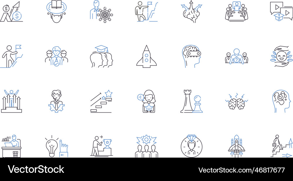 Dominion line icons collection power control Vector Image