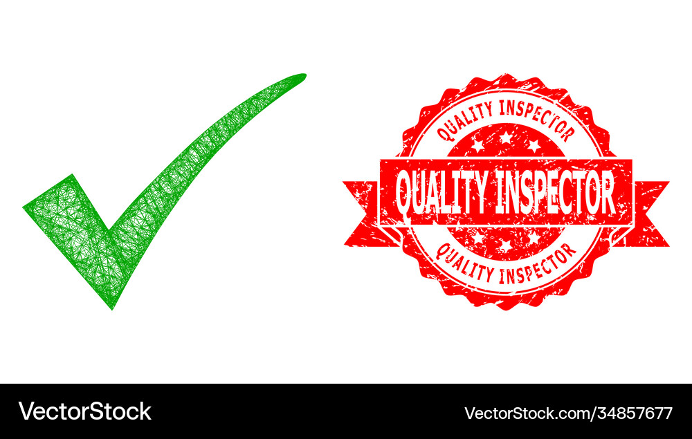 Grunge quality inspector stamp seal and network Vector Image