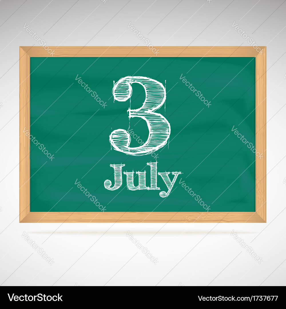 July 3 day calendar school board date Royalty Free Vector