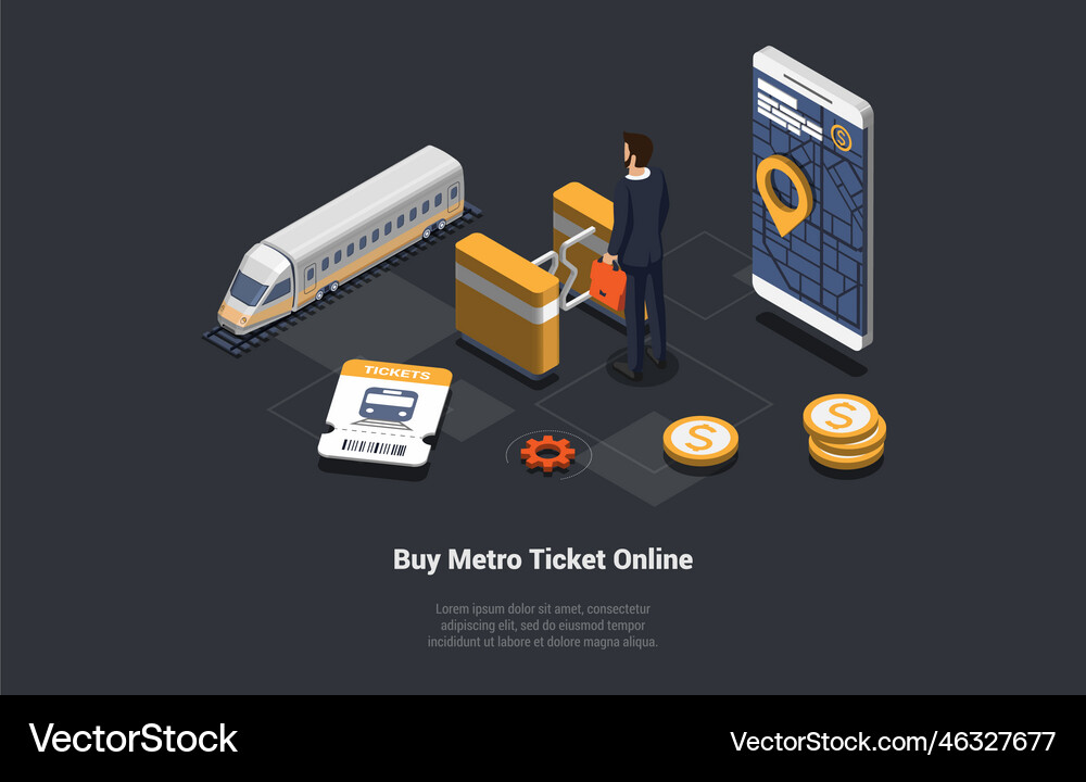 Metro ticket online buying concept passenger Vector Image