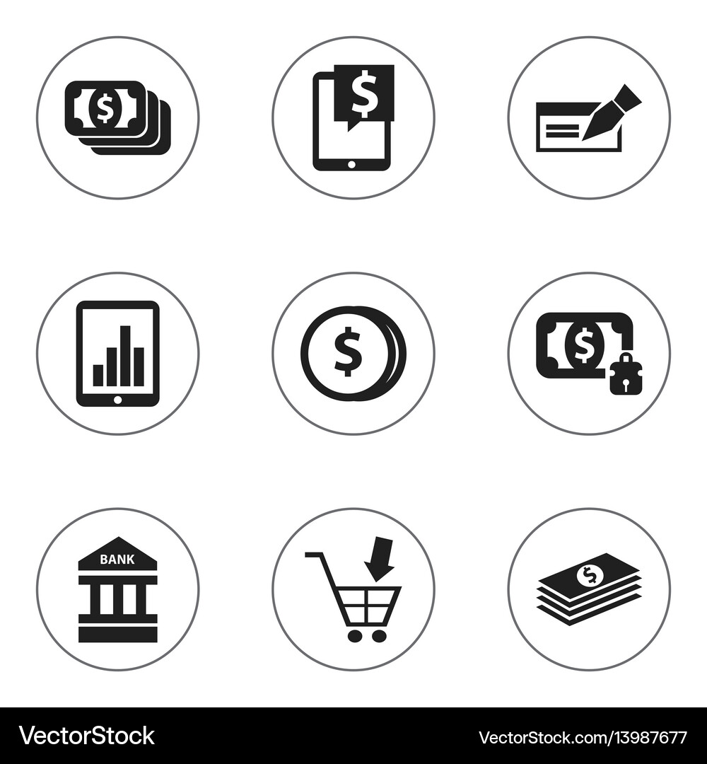 Set of 9 editable financial icons includes Vector Image