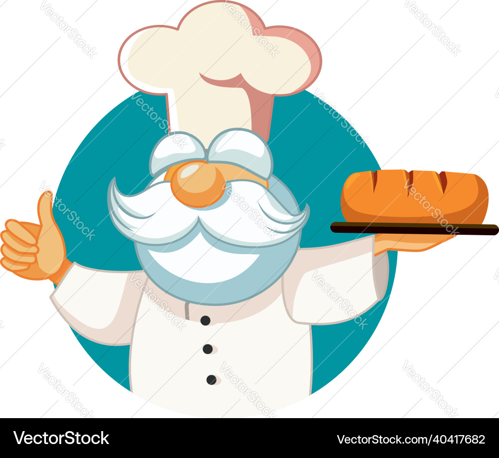 Baker cook holding freshly baked bread cartoon Vector Image