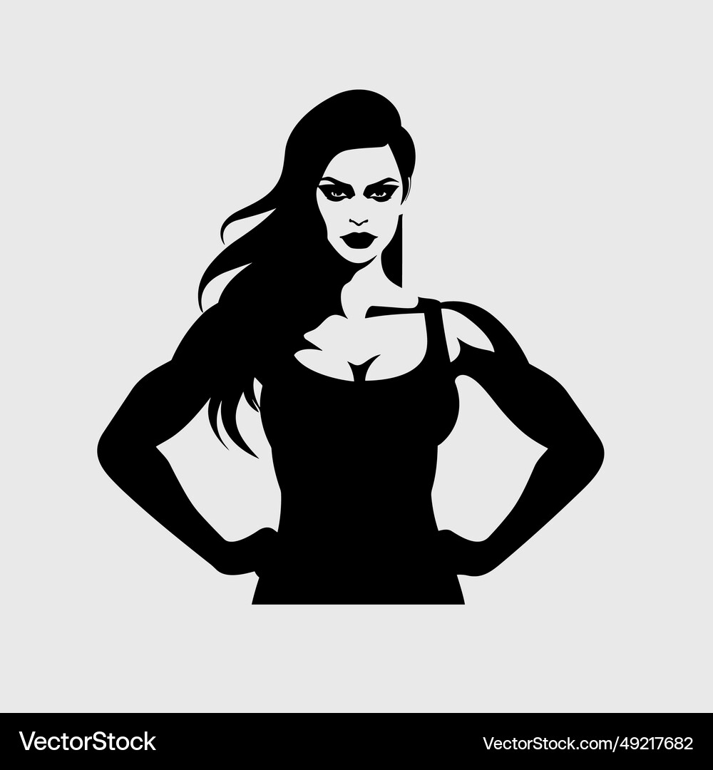 Bodybuilder woman black icon on white background Vector Image