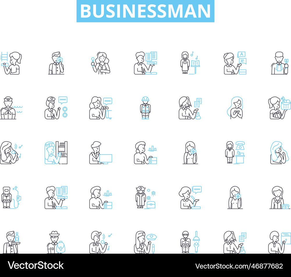 Businessman linear icons set entrepreneur Vector Image