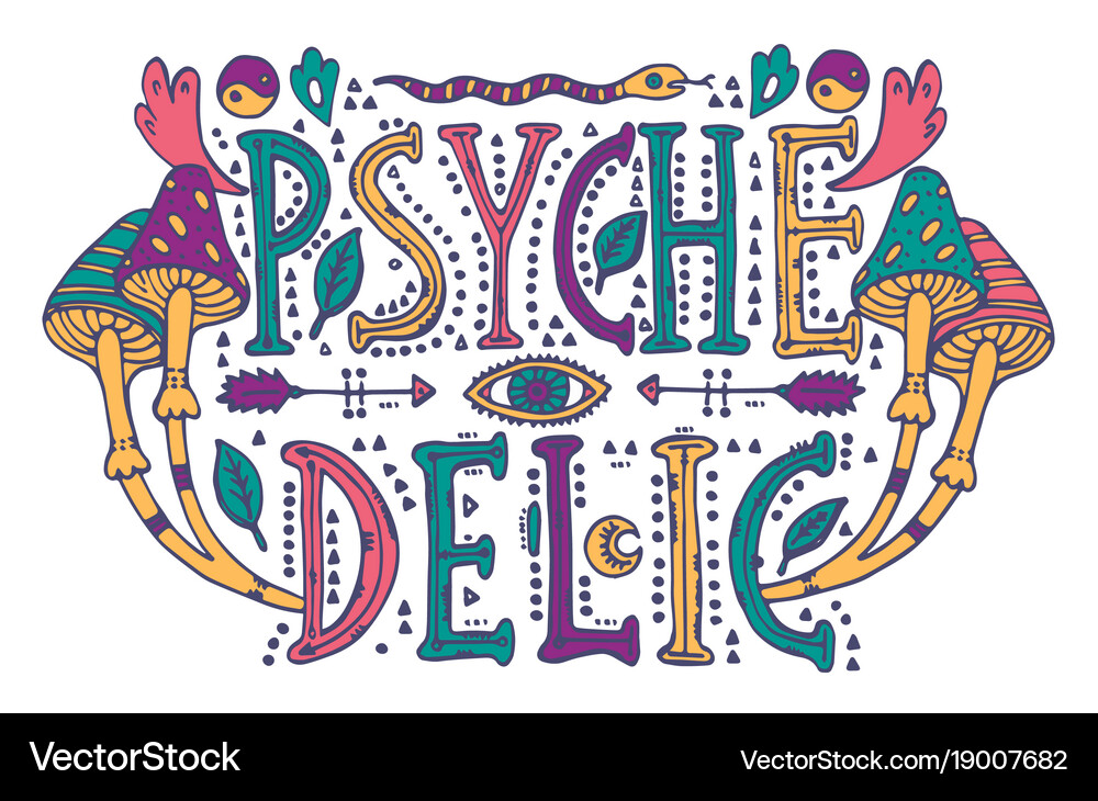 Detailed ornamental psychedelic lettering Vector Image
