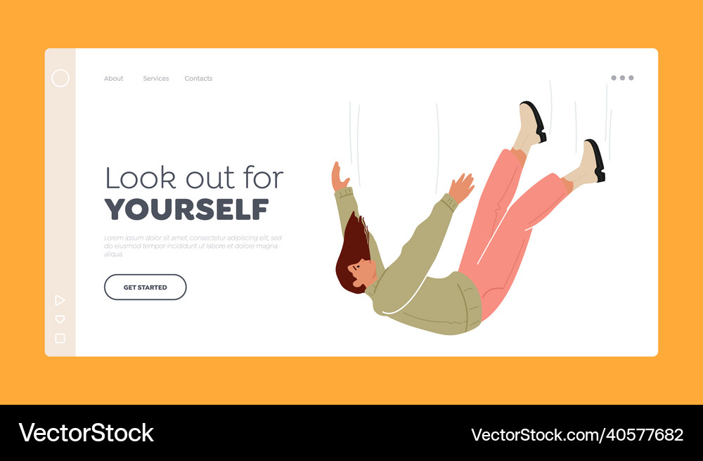 Girl in despair fall down landing page template Vector Image