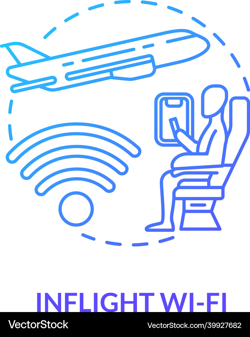 Inflight wifi blue concept icon airplane service Vector Image