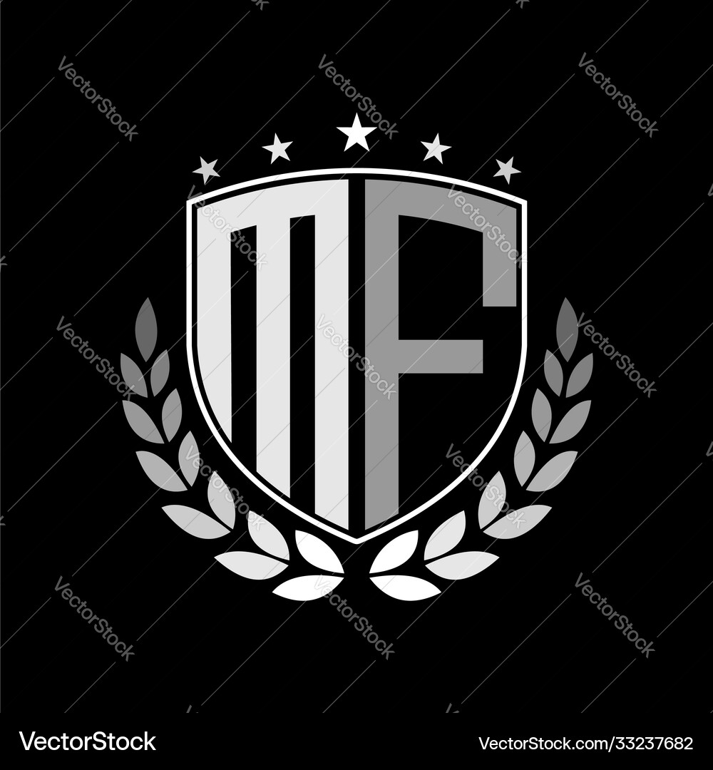 Initials inspiration letter m f logo shield badge Vector Image