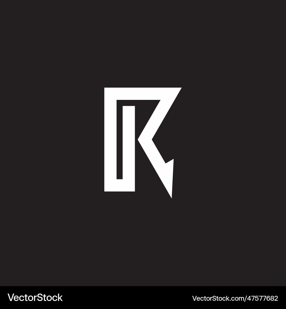 Letter rk simple geometric arrow line logo Vector Image