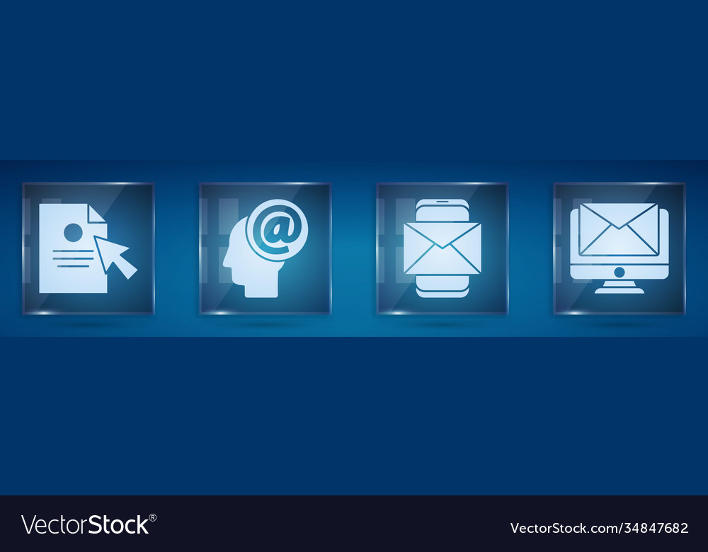 Set document and cursor mail and e-mail mobile Vector Image
