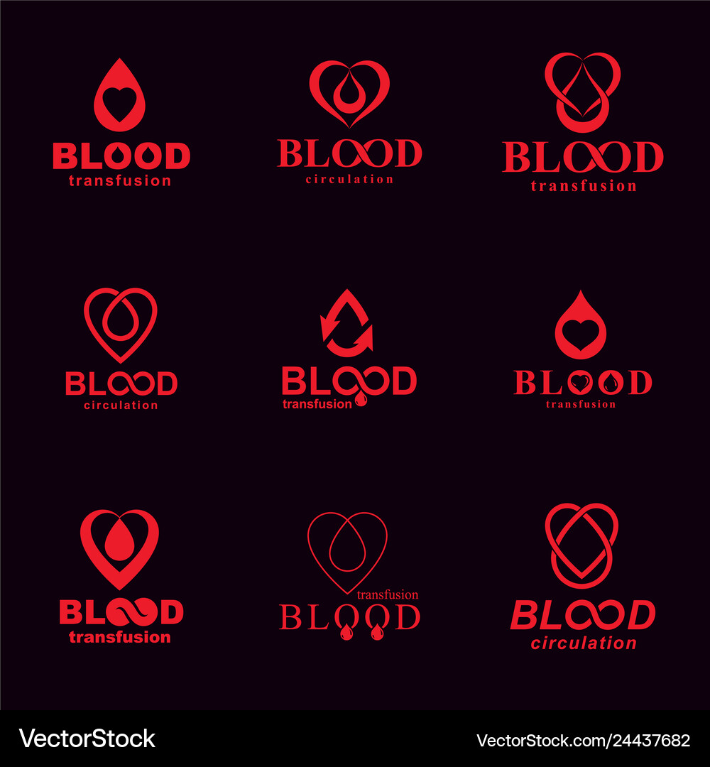 Set symbols created on blood donation theme Vector Image