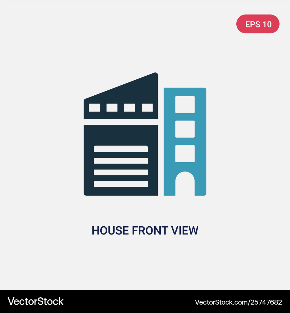 Two color house front view icon from real estate Vector Image
