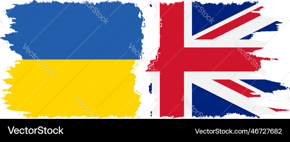 Uk and ukraine grunge flags connection Royalty Free Vector