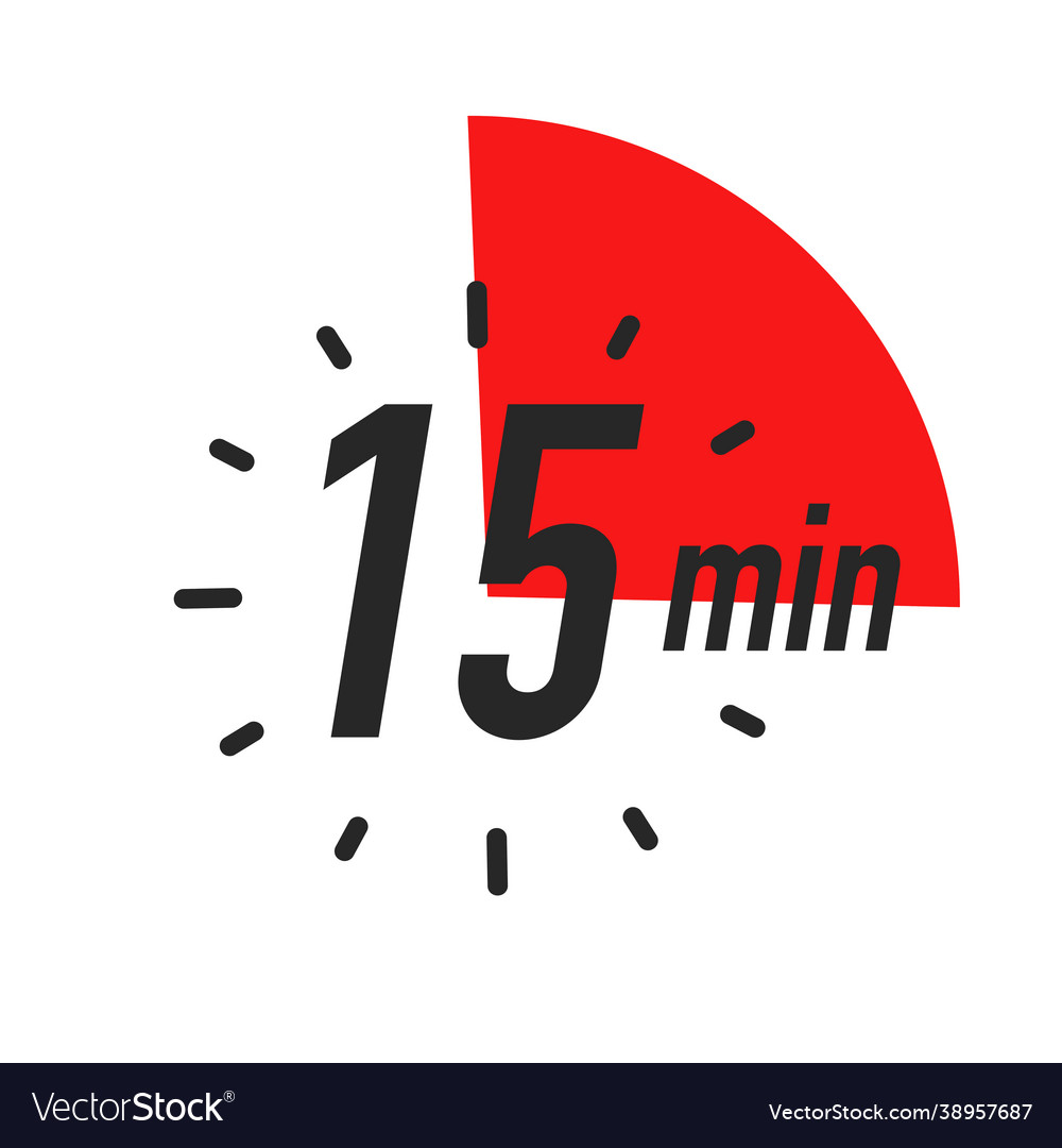 15 Timer Minutes Symbol Color Style Royalty Free Vector