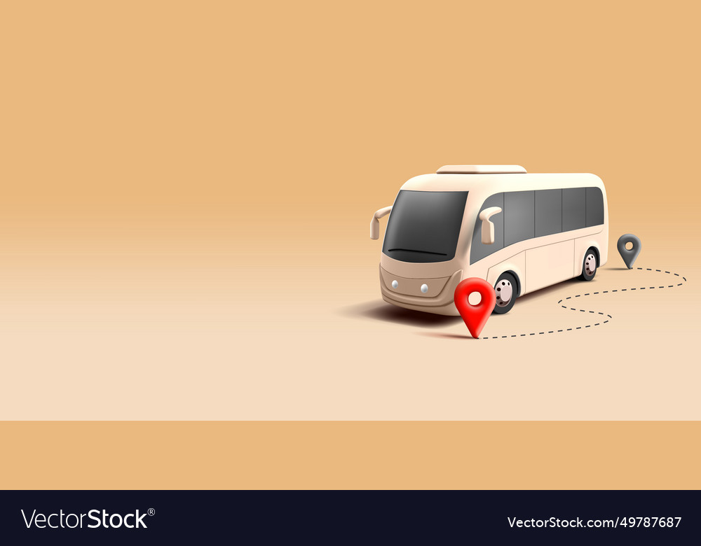 3d realistic bus render with route Royalty Free Vector Image