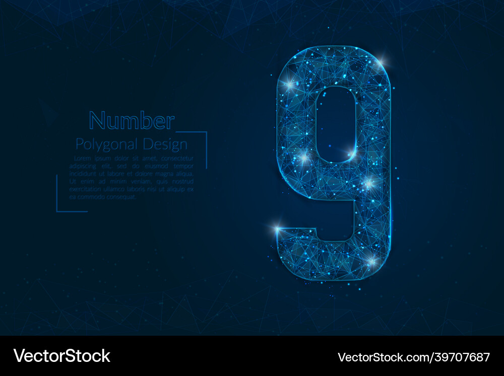 Abstract isolated blue image of a number nine Vector Image