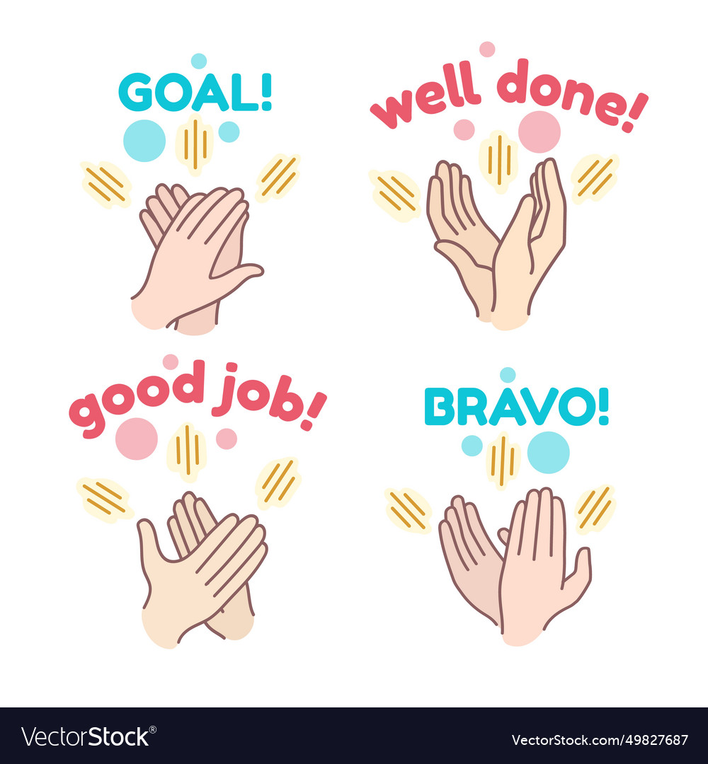 Applauding hands emblems Royalty Free Vector Image