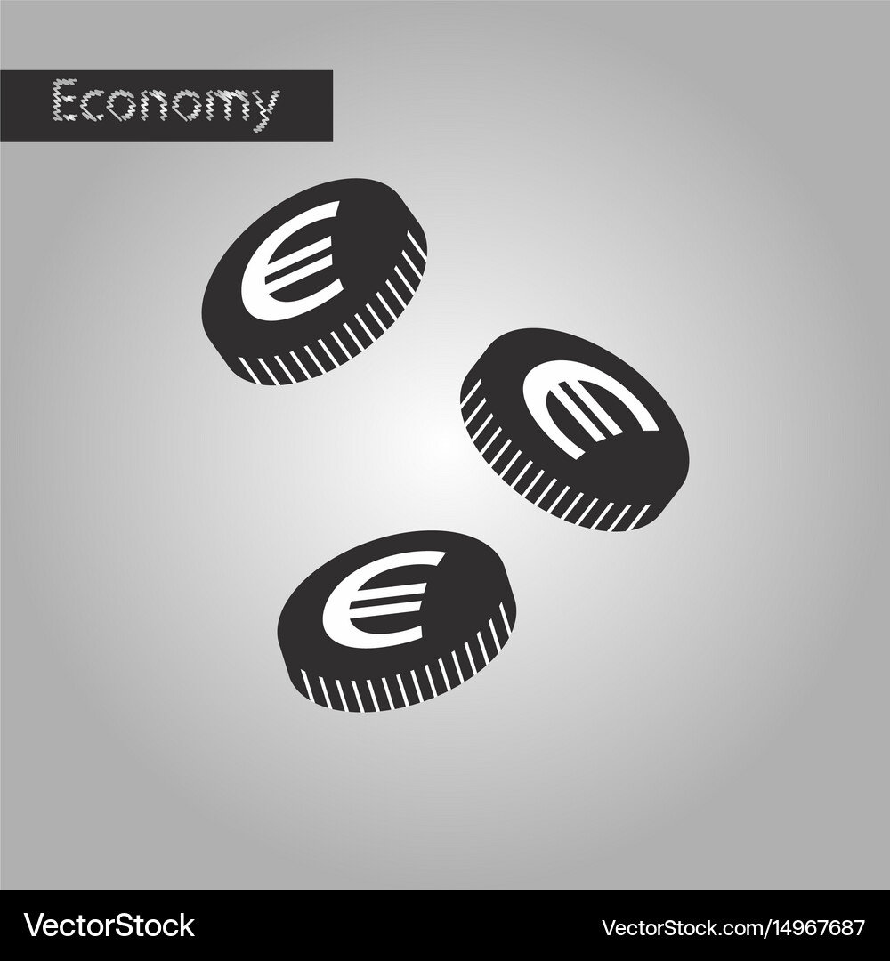 Black and white style icon euro cents Royalty Free Vector