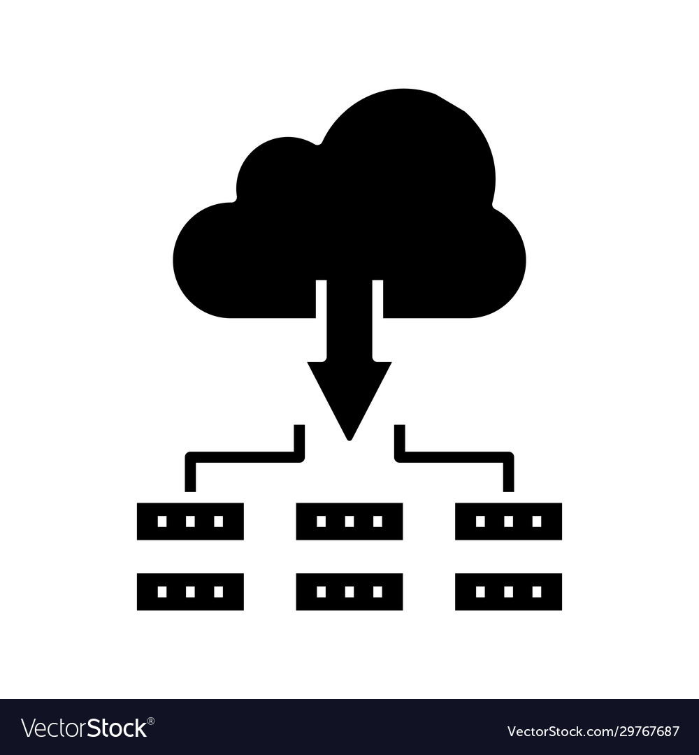Cloud Data Distribution Black Icon Concept Vector Image
