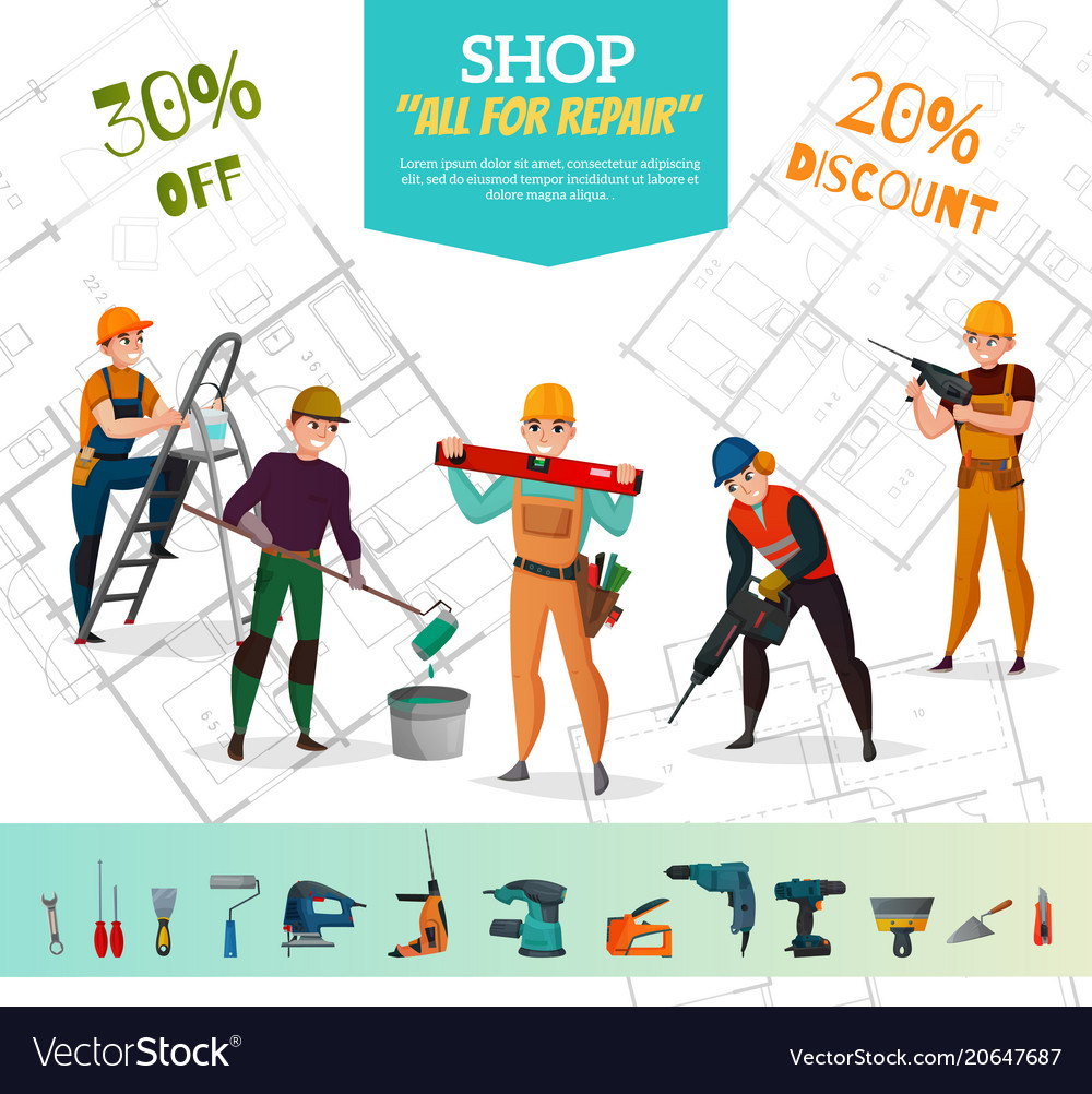 Construction workers poster Royalty Free Vector Image