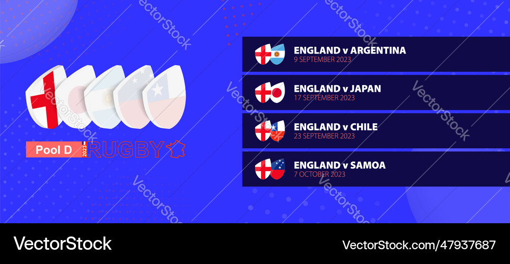 England rugby national team schedule matches Vector Image