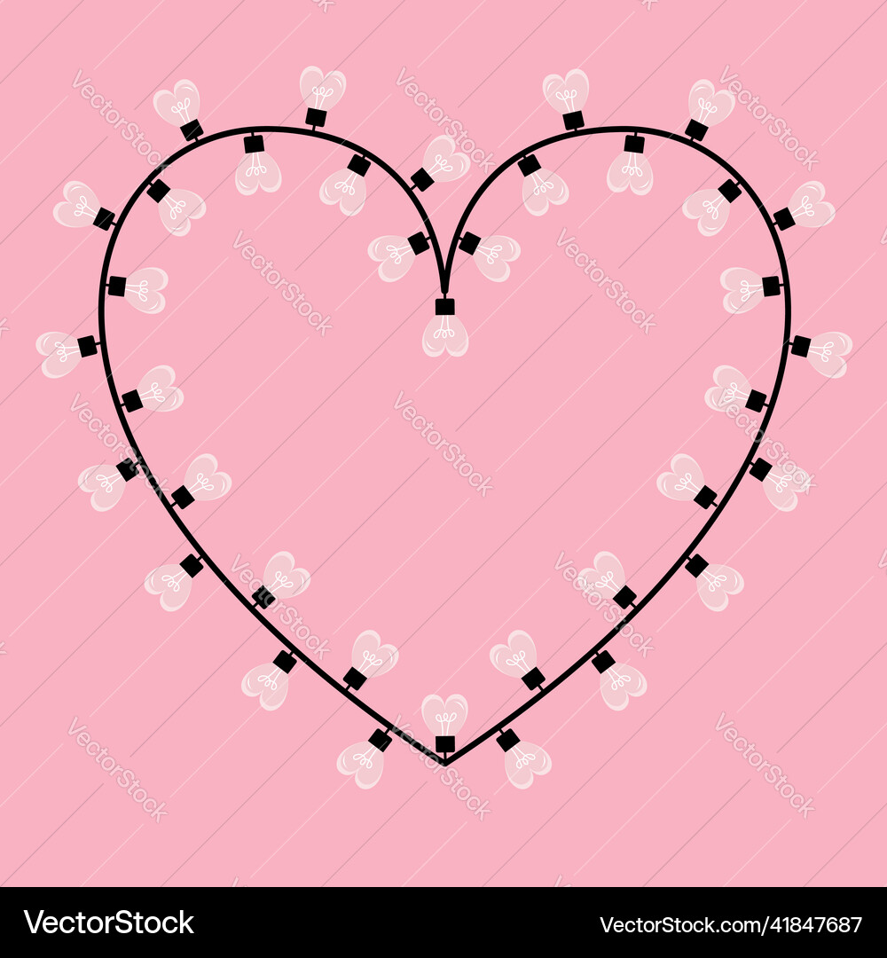 Happy valentines day heart frame one line Vector Image