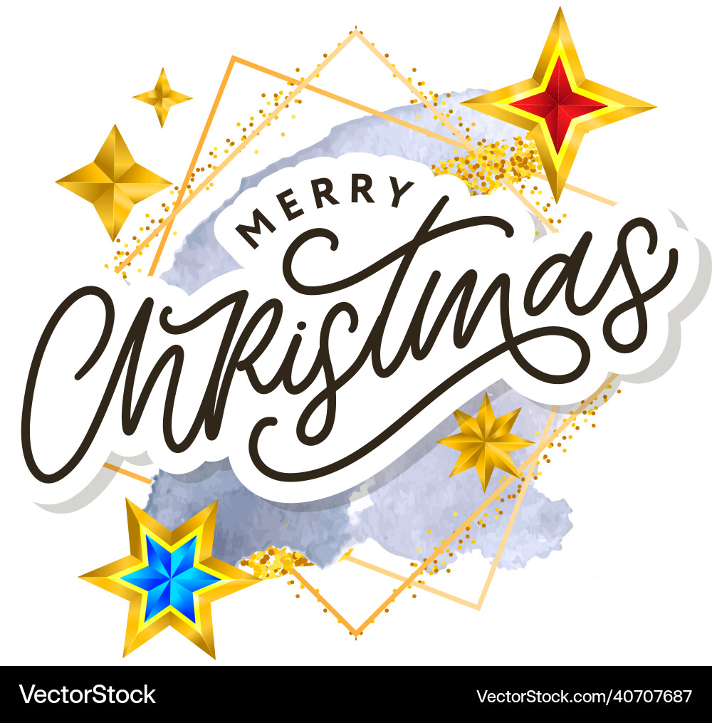 Merry christmas text decorated with hand drawn Vector Image
