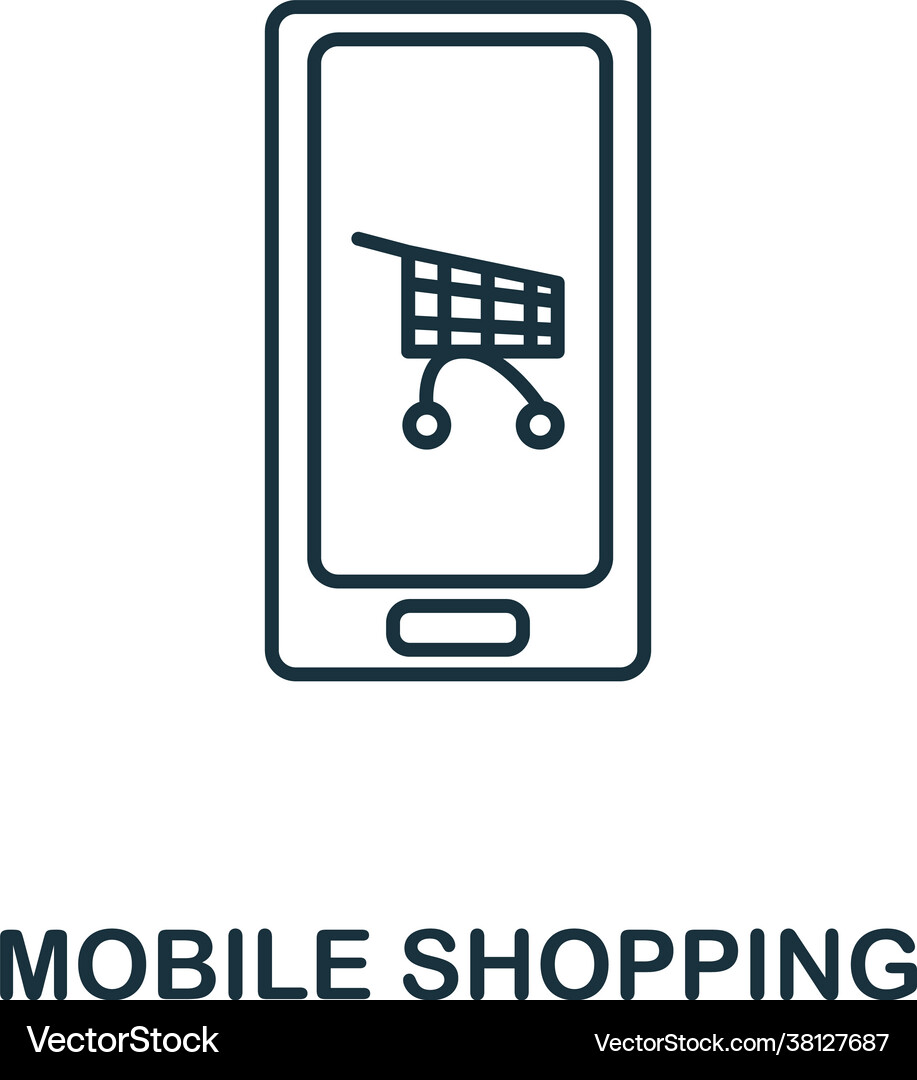 Mobile shopping icon line style symbol from Vector Image