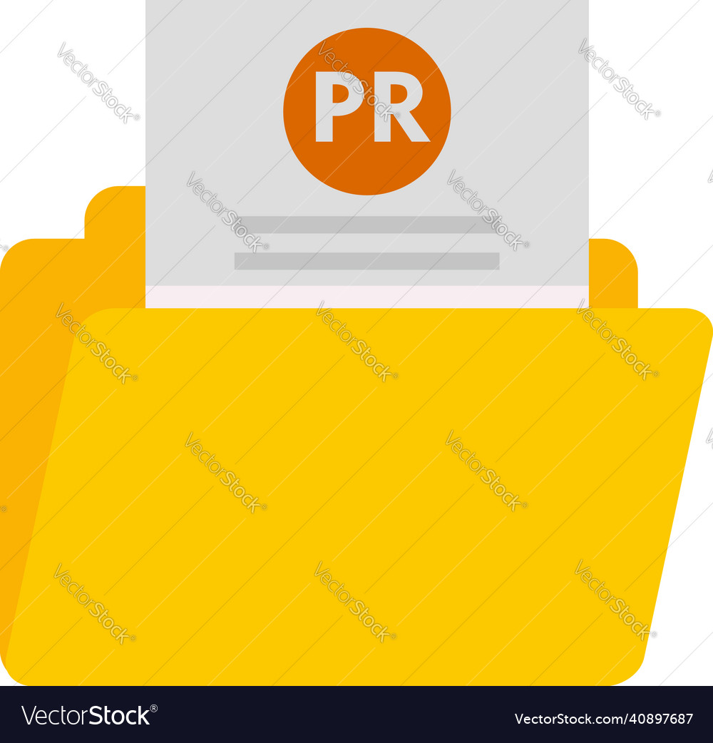 Pr doc folder icon flat isolated Royalty Free Vector Image