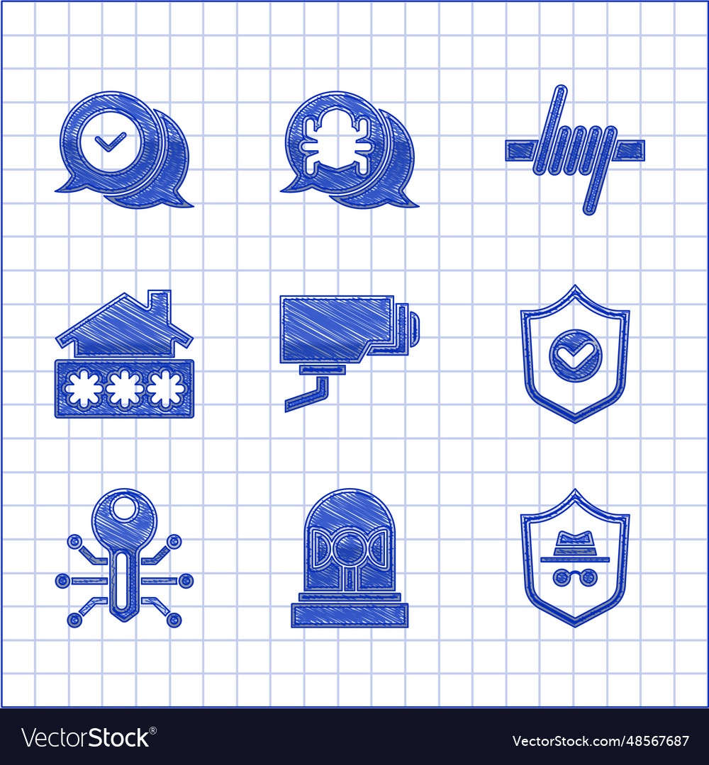 Set Security Camera Flasher Siren Incognito Mode Vector Image