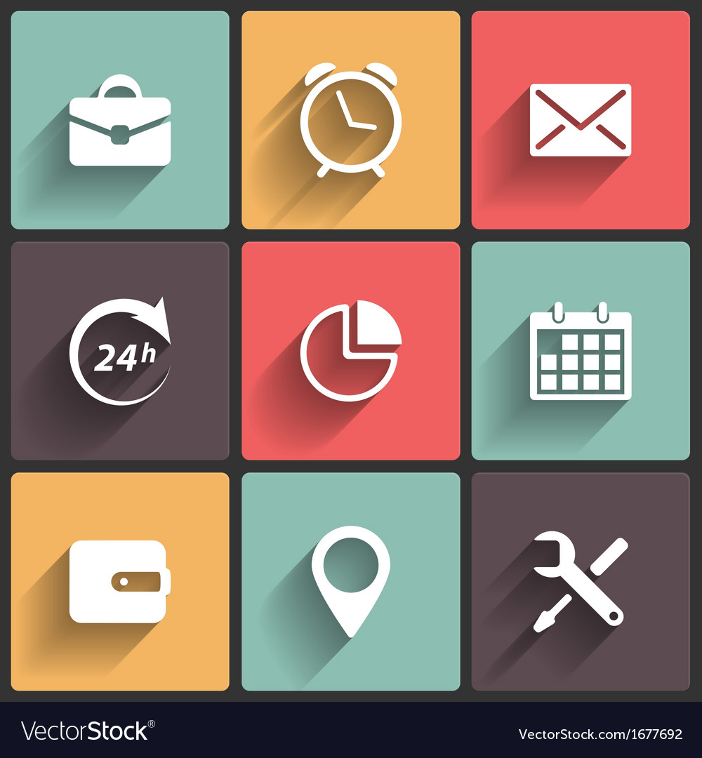 Application web icons in flat design Royalty Free Vector