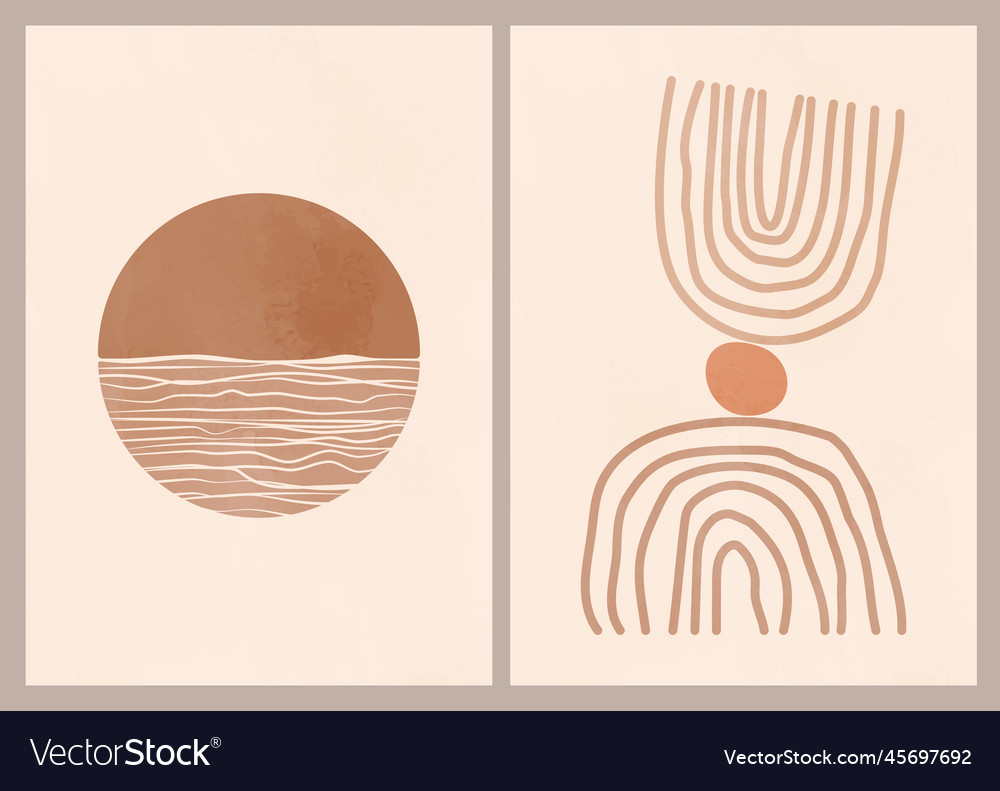 Boho poster with abstract shapes and lines Vector Image