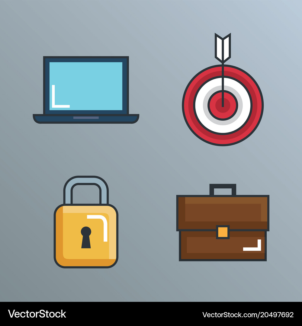 Business success set icons Royalty Free Vector Image