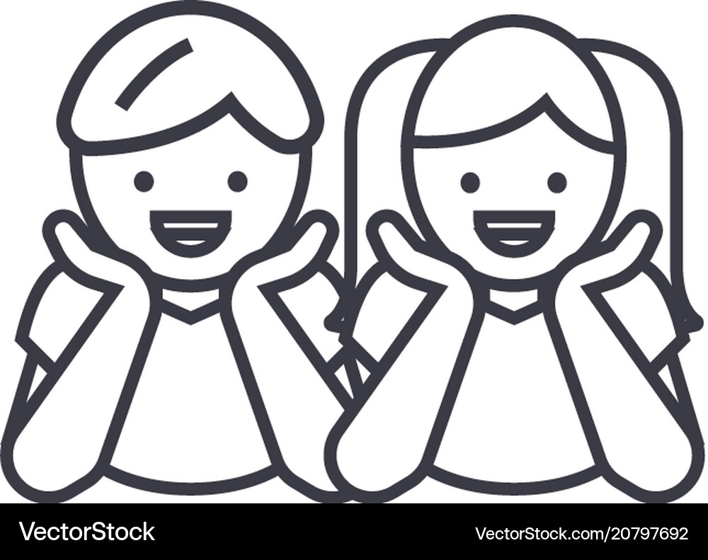 Children laughing line icon sign Royalty Free Vector Image