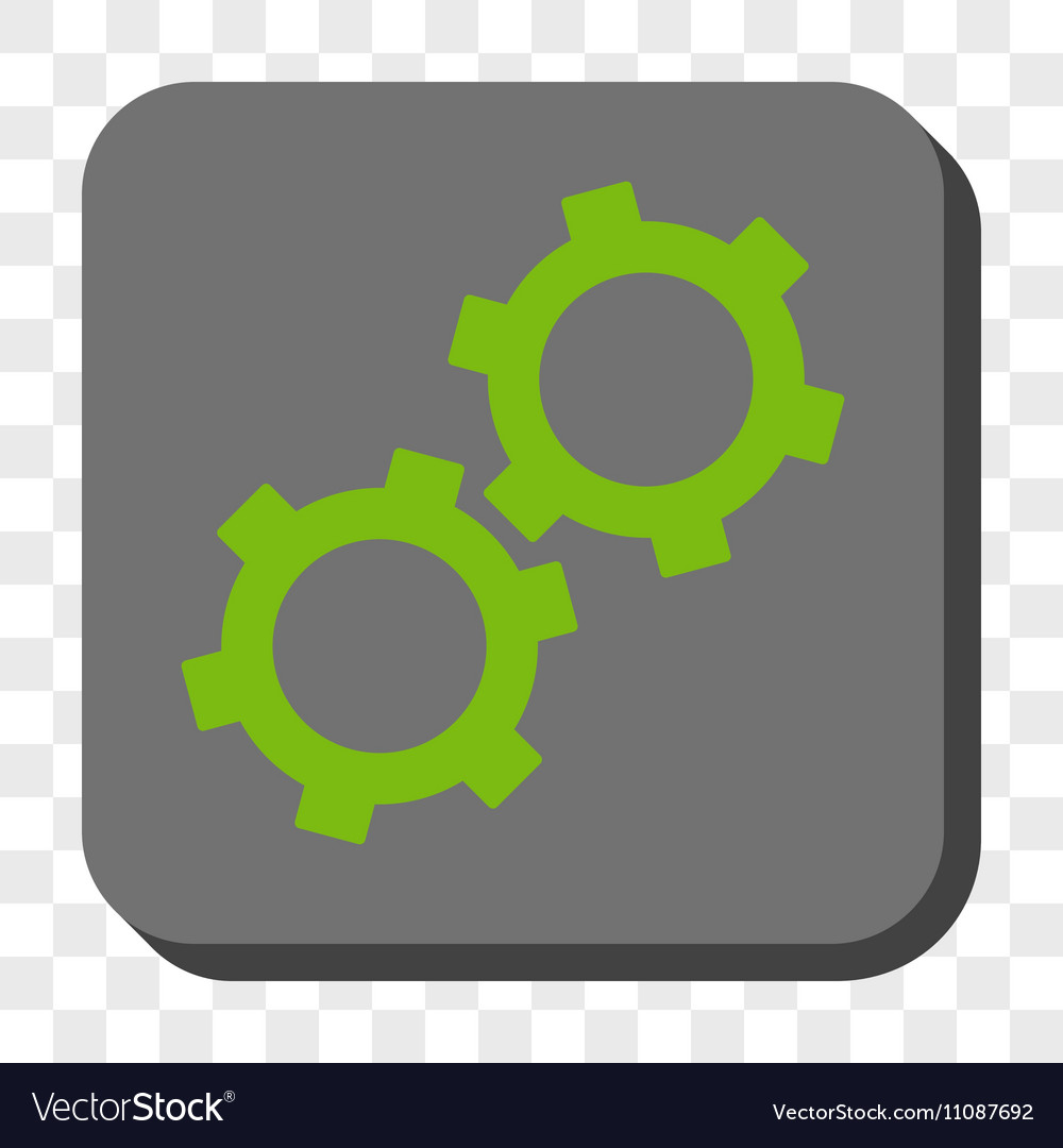Gears rounded square button Royalty Free Vector Image