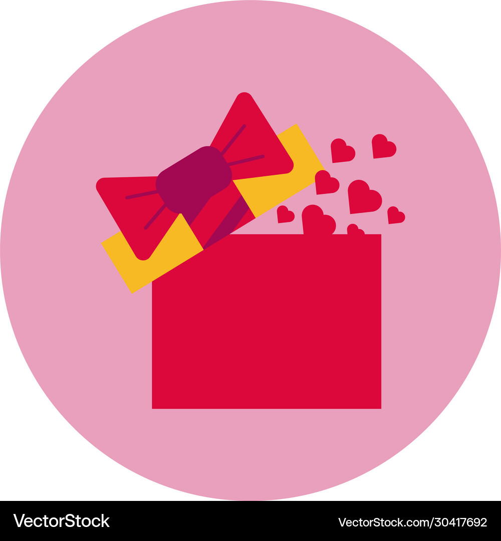 Gift box present with heart love block and flat Vector Image