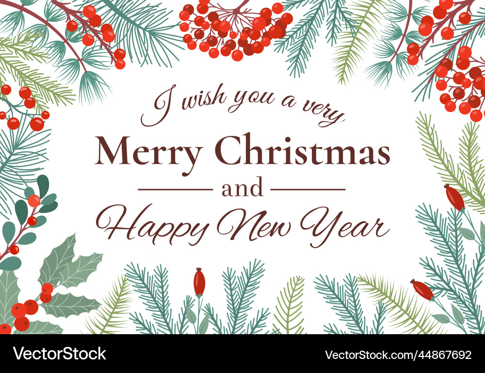 Holly christmas winter plant mistletoe frame Vector Image