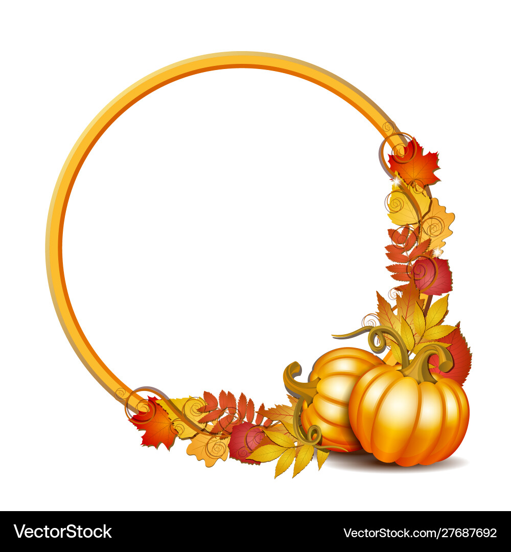 Round frame with orange pumpkins and autumnal Vector Image