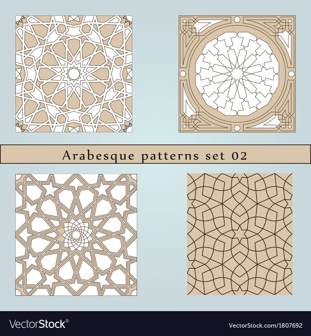 Set four arabesque seamless pattern Royalty Free Vector