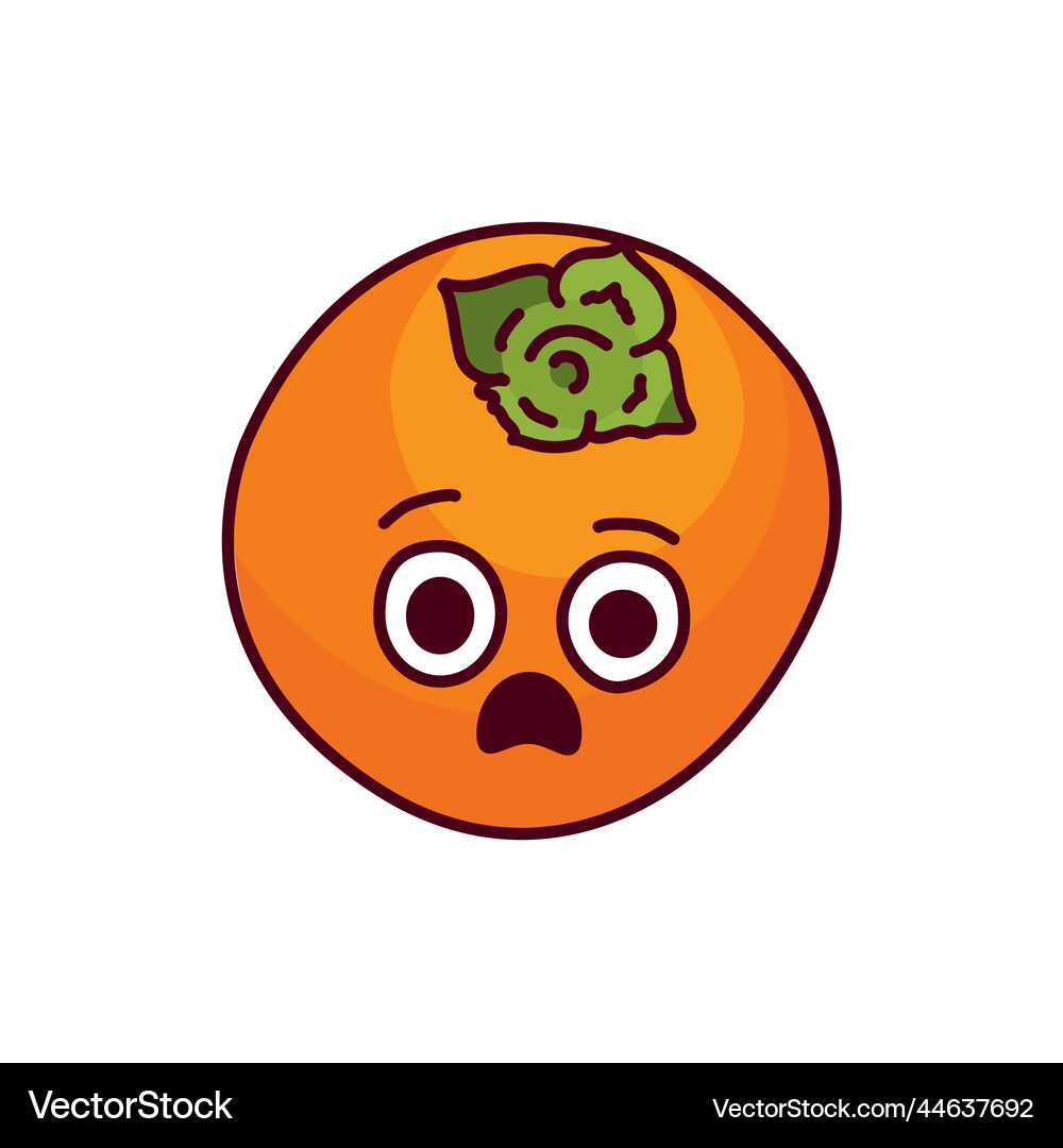 Surprised persimmon color line icon mascot Vector Image